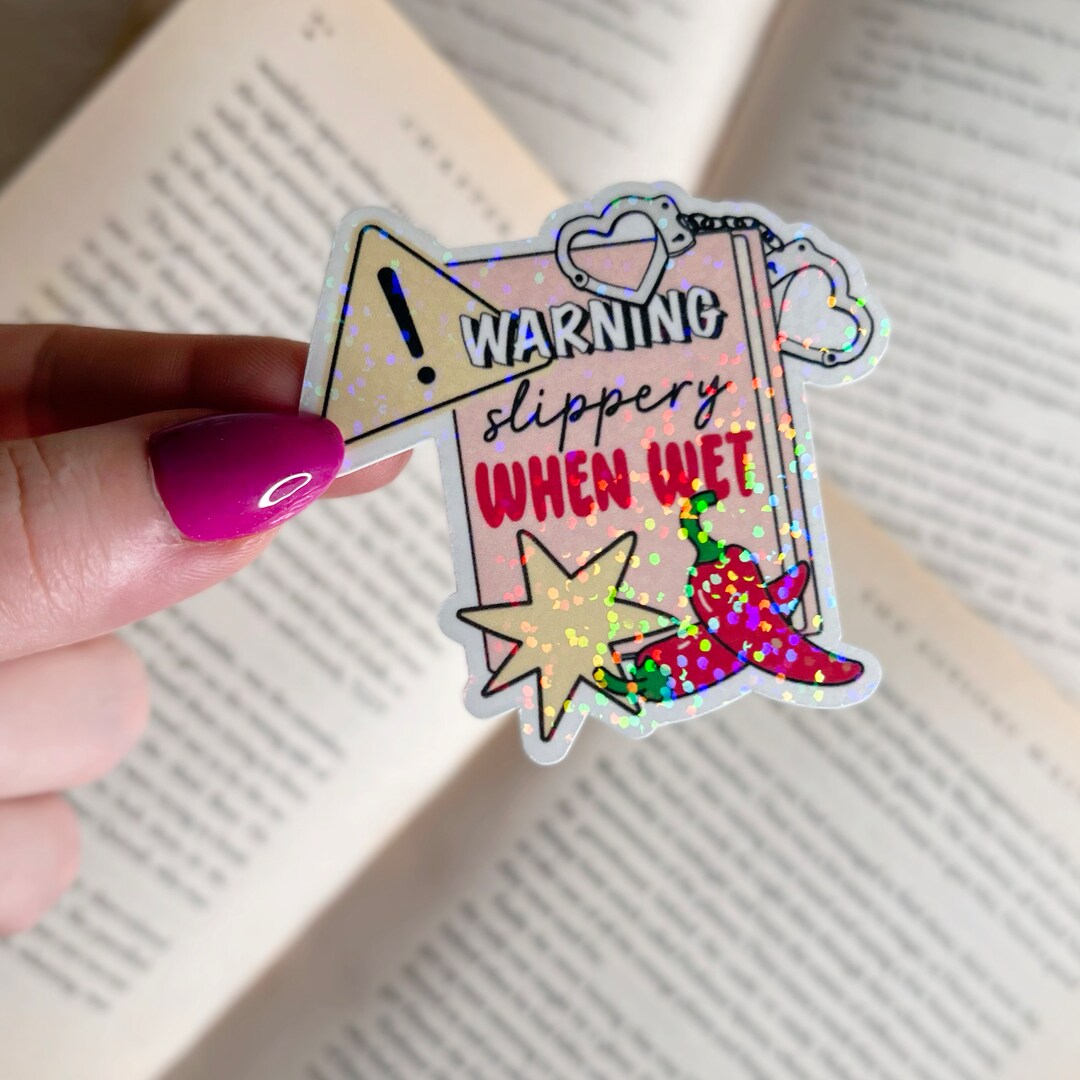 Reading Sticker | Holographic Caution Slippery When Wet Sticker ...