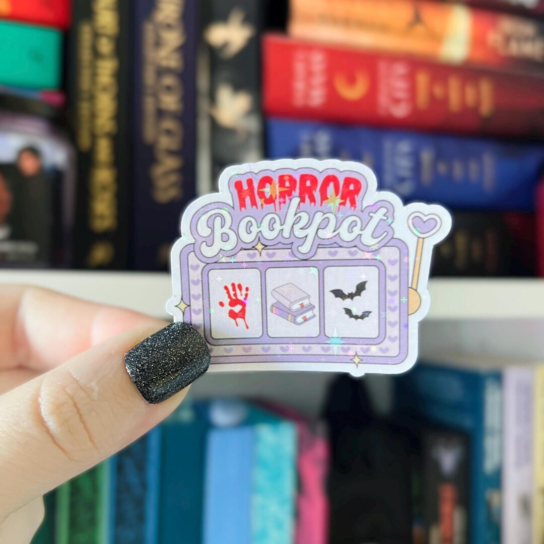 Horror Reader Sticker | Horror Book Holographic Sticker | Kindle Sticker | Vinyl Glitter Sticker ...