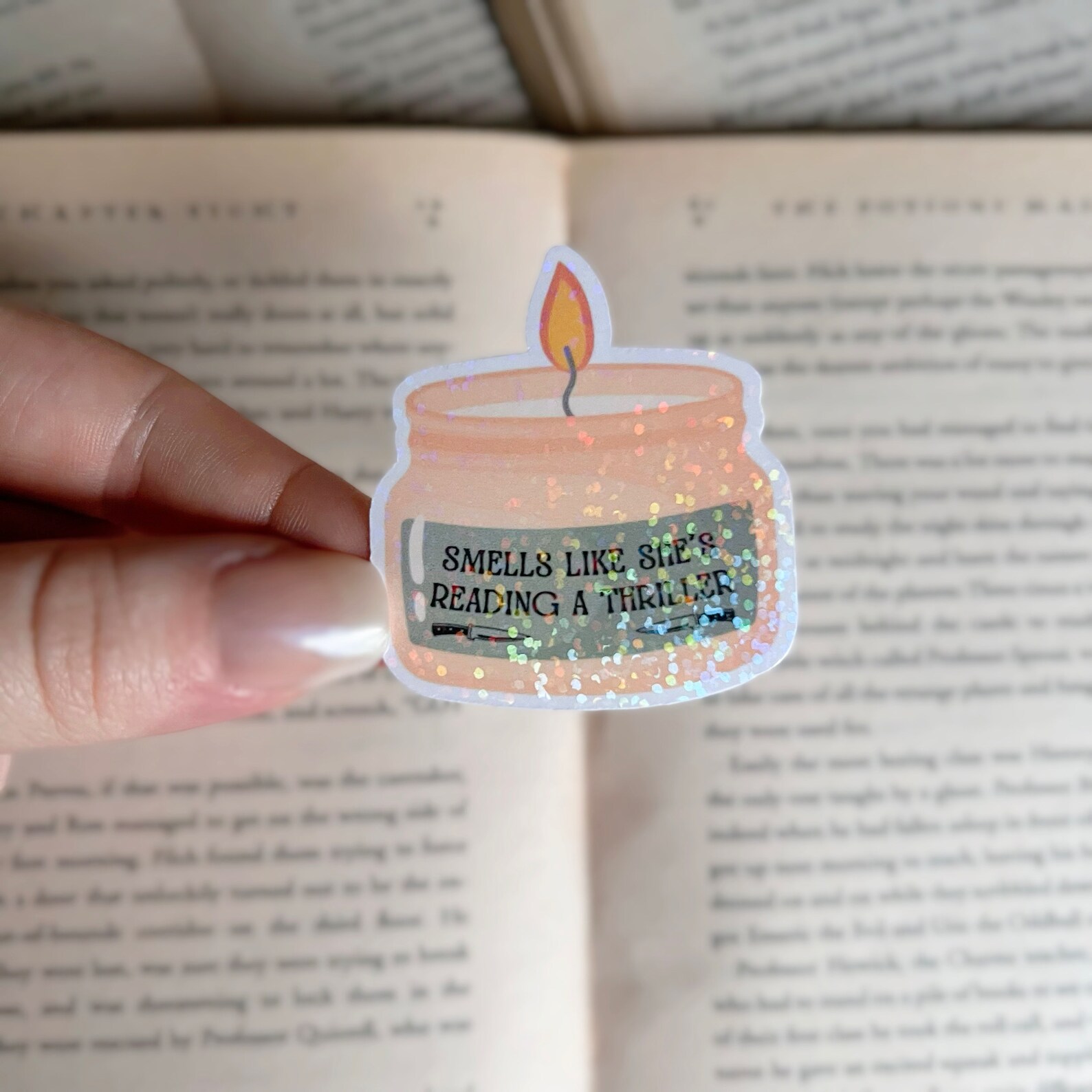 Reading Sticker | Holographic Thriller Book Candle Sticker | Laptop ...