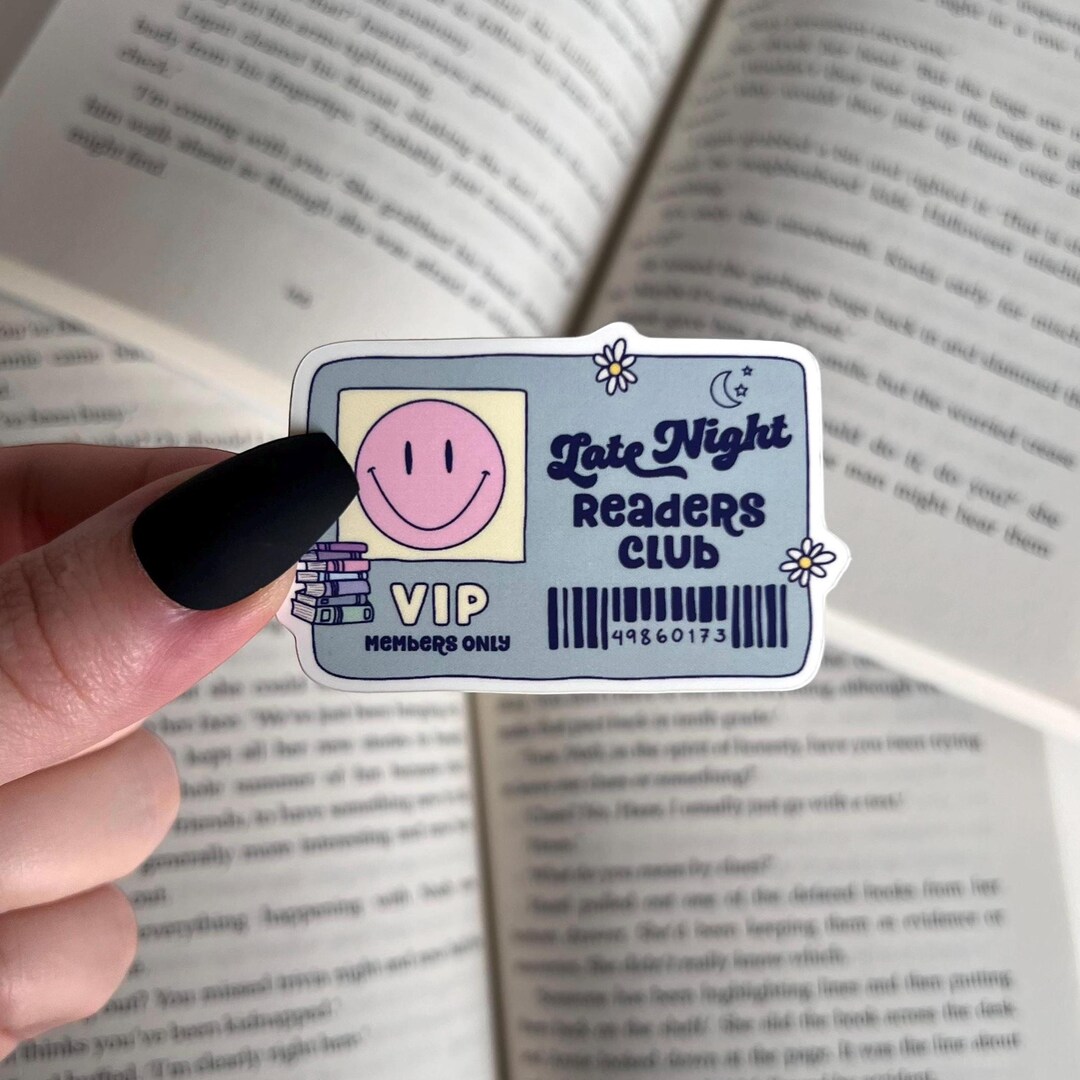 Book Sticker | Late Night Readers Club Member Card Sticker | Waterproof ...