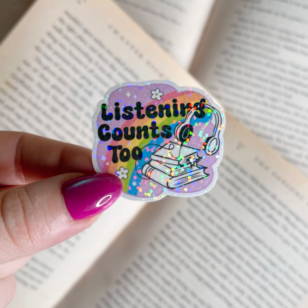 Reading Sticker | Holographic Listening Counts Too Sticker | Waterproof ...