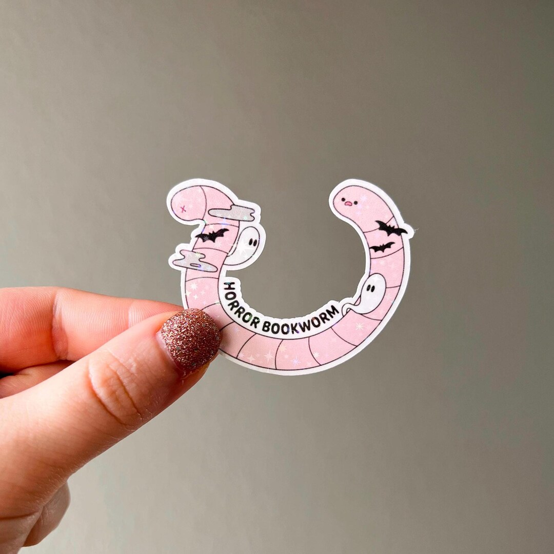 Bookworm Sticker | Holographic Scary Bookworm Reading Sticker | Kindle ...