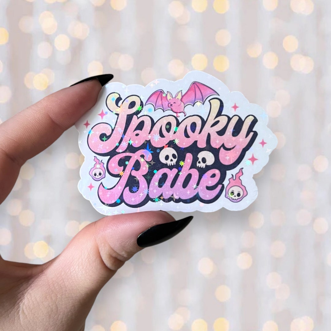Halloween Sticker Holographic Spooky Babe Sticker Waterproof Kindle ...