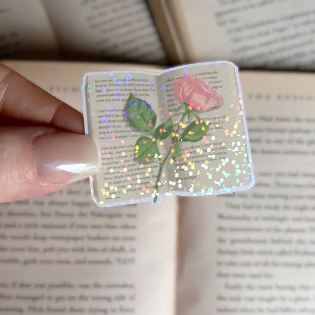 Reading Sticker | Holographic Rose on Book Sticker | Laptop, Kindle, E ...