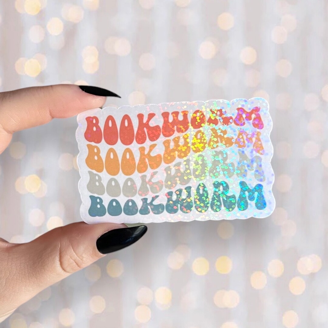 Book Worm Sticker Holographic Reading Sticker Waterproof Kindle Laptop ...