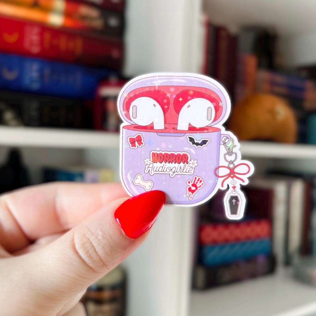 Horror Audiogirlie Sticker | Spooky Earbud Sticker for Scary Reads ...