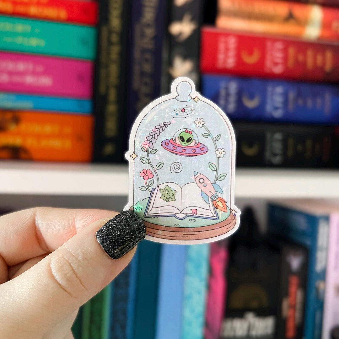 Sci Fi Sticker | Sci Fi Book Holographic Sticker | Alien Kindle Sticker ...