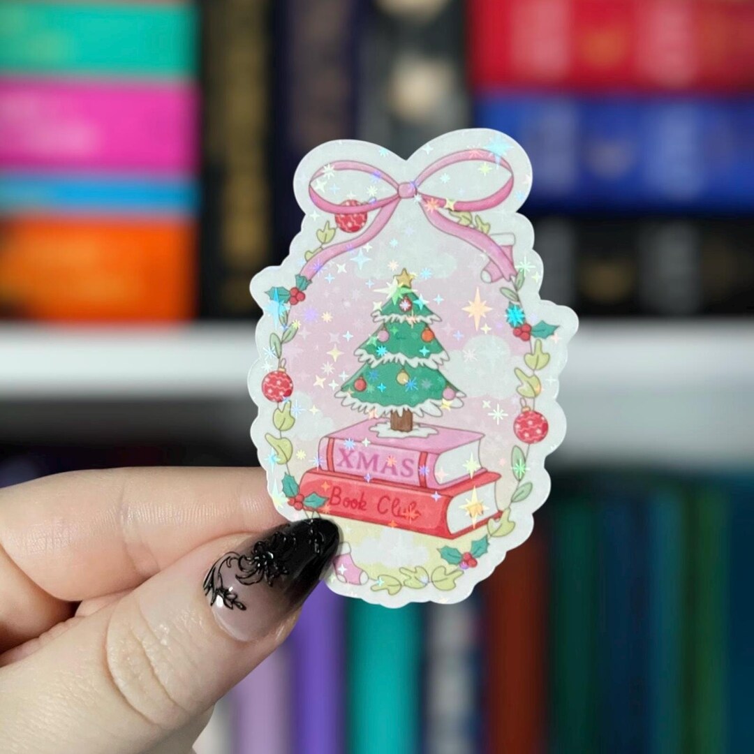 Christmas Book Club Sticker | Holiday Holographic Vinyl Sticker for ...