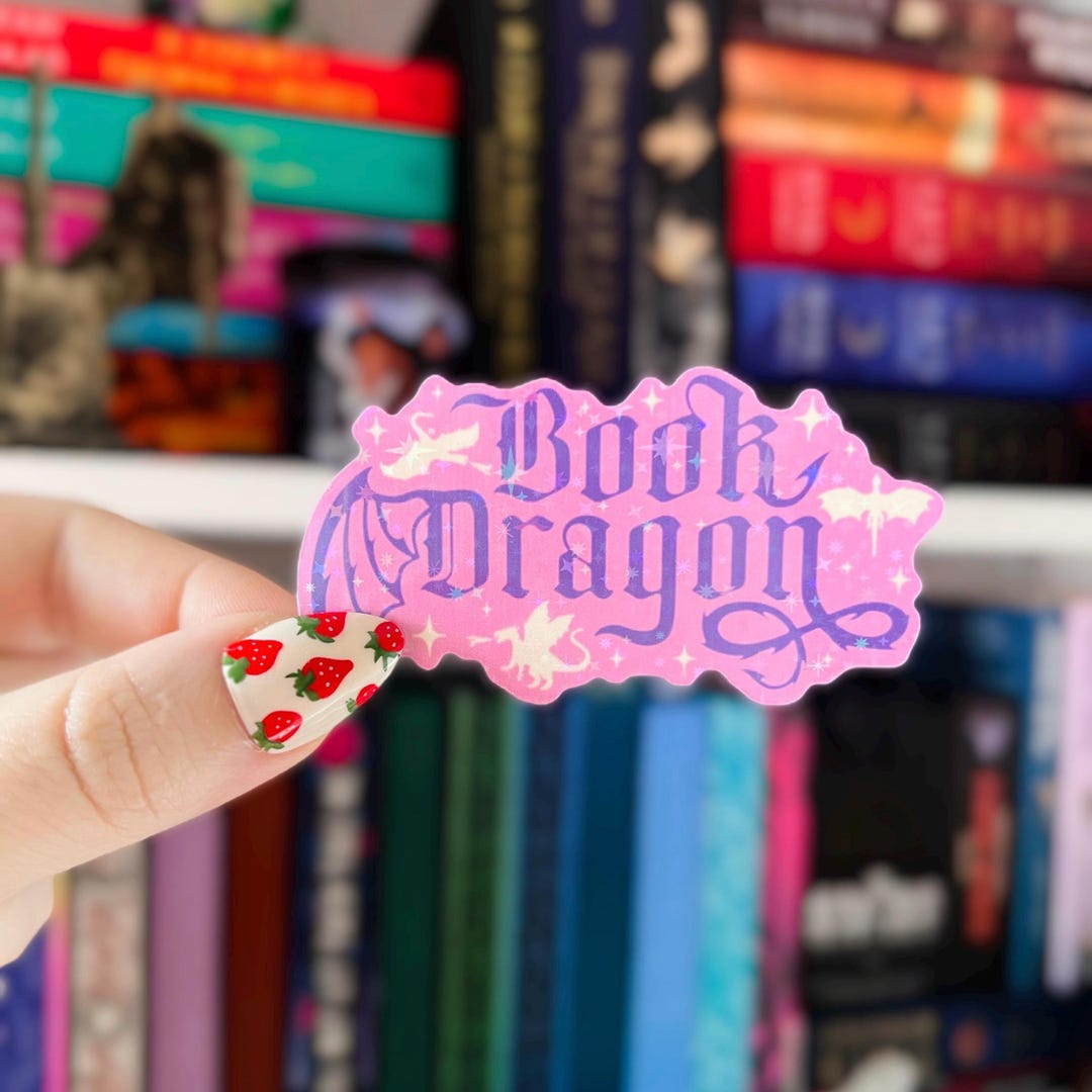 Book Dragon Sticker | Holographic Purple Book Dragon Sticker | Kindle ...