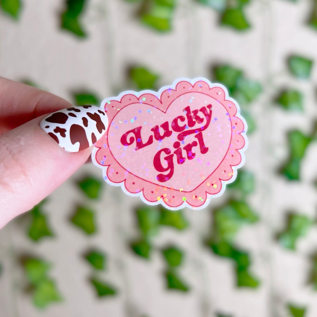 Lucky Girl Sticker | Holographic Cowgirl Pink Heart Sticker | Kindle ...