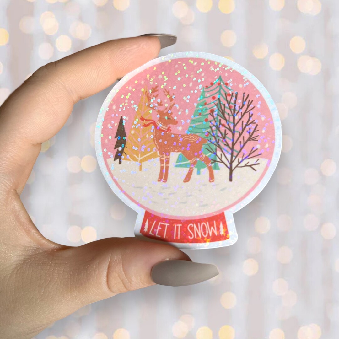 Christmas Sticker | Holographic Snow Globe Let It Snow Sticker ...