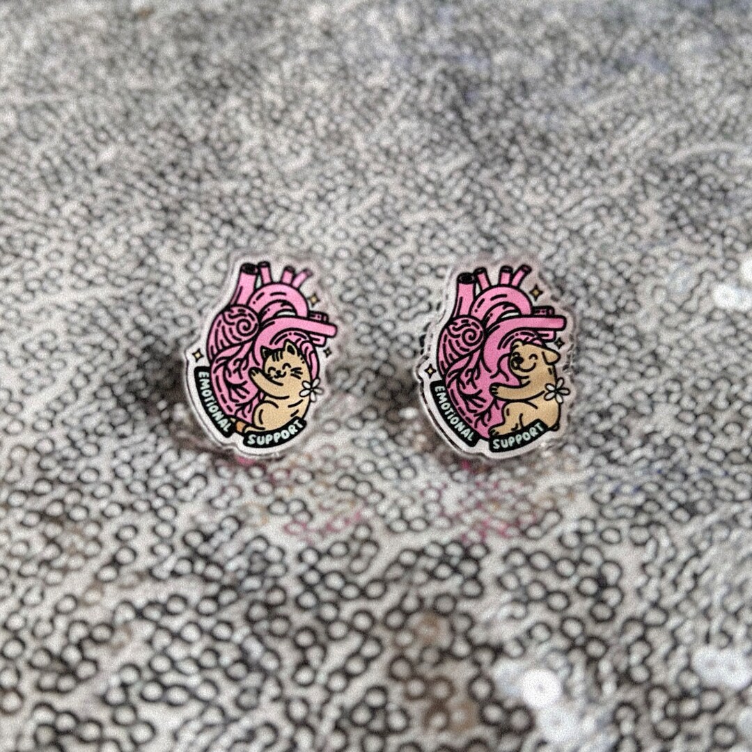 Emotional Support Pin | Cat Pin, Dog Pin | Acrylic Pins | Pet Lover ...
