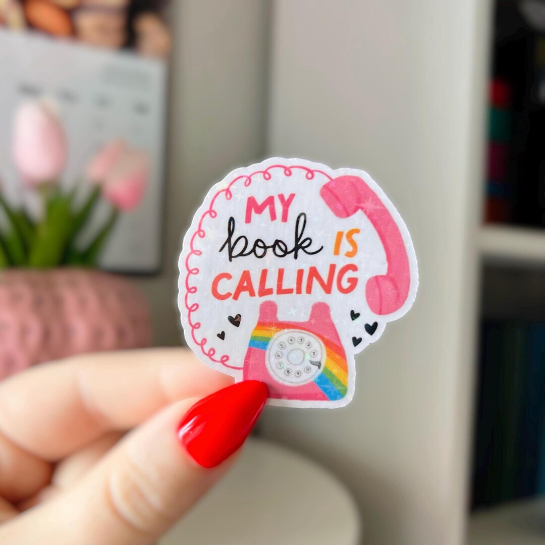 My Book is Calling Sticker | Cute Retro Phone Bookish Vinyl Sticker ...