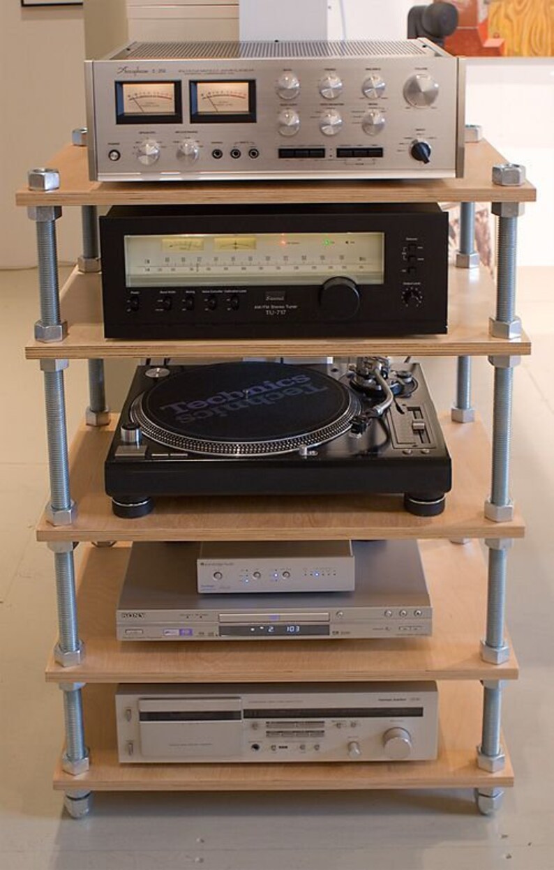 Threaded Rod Stand, Vinyl Record Stand, Shelving Cabinet, Industrial ...