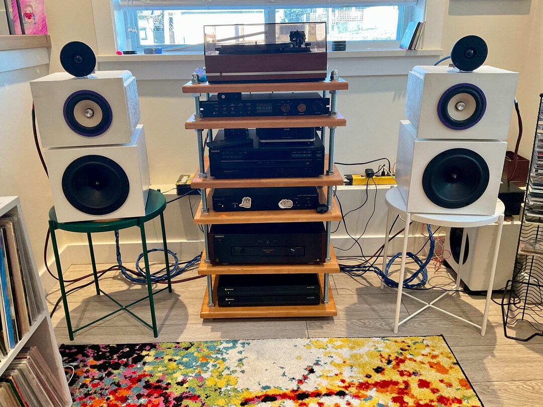 Threaded Rod Stand, Vinyl Record Stand, Shelving Cabinet, Industrial ...