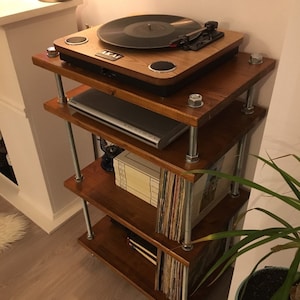 Threaded Rod Stand, Vinyl Record Stand, Shelving Cabinet, Industrial ...