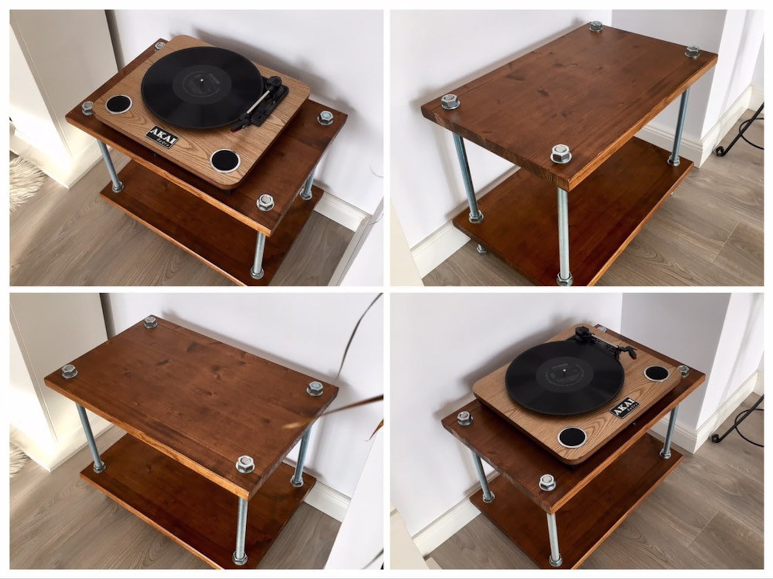 Threaded Rod Stand, Vinyl Record Stand, Shelving Cabinet, Industrial ...