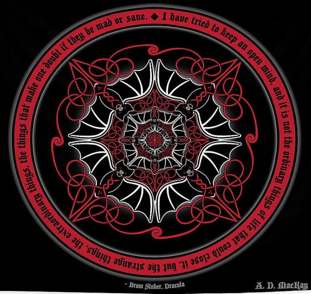 Celtic Vampire Bat Mandala With Dracula Quote Square Scarf/wall ...