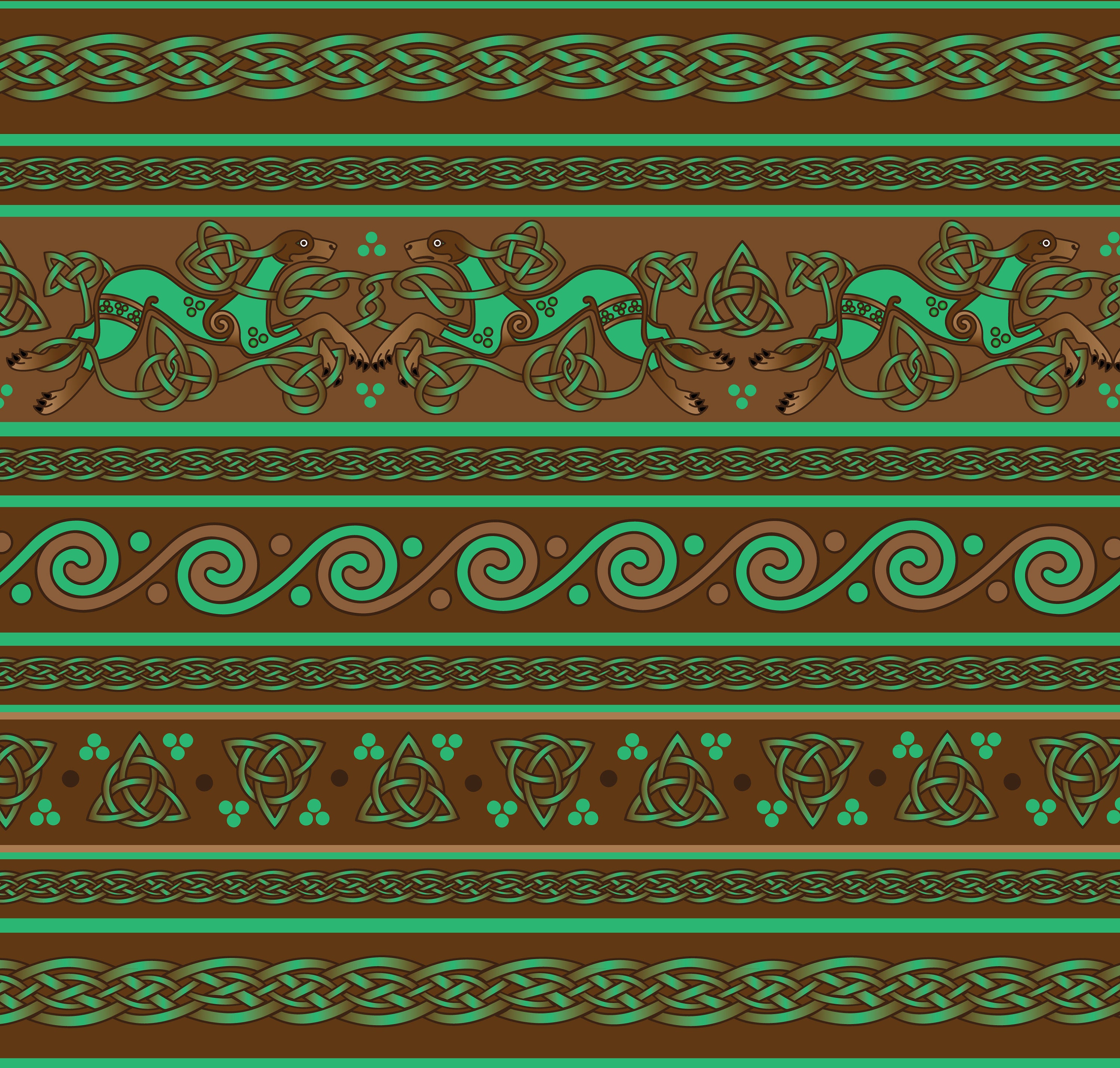 Celtic Hound Fair Isle in Green and Brown Long, Fitted Tank Top ...