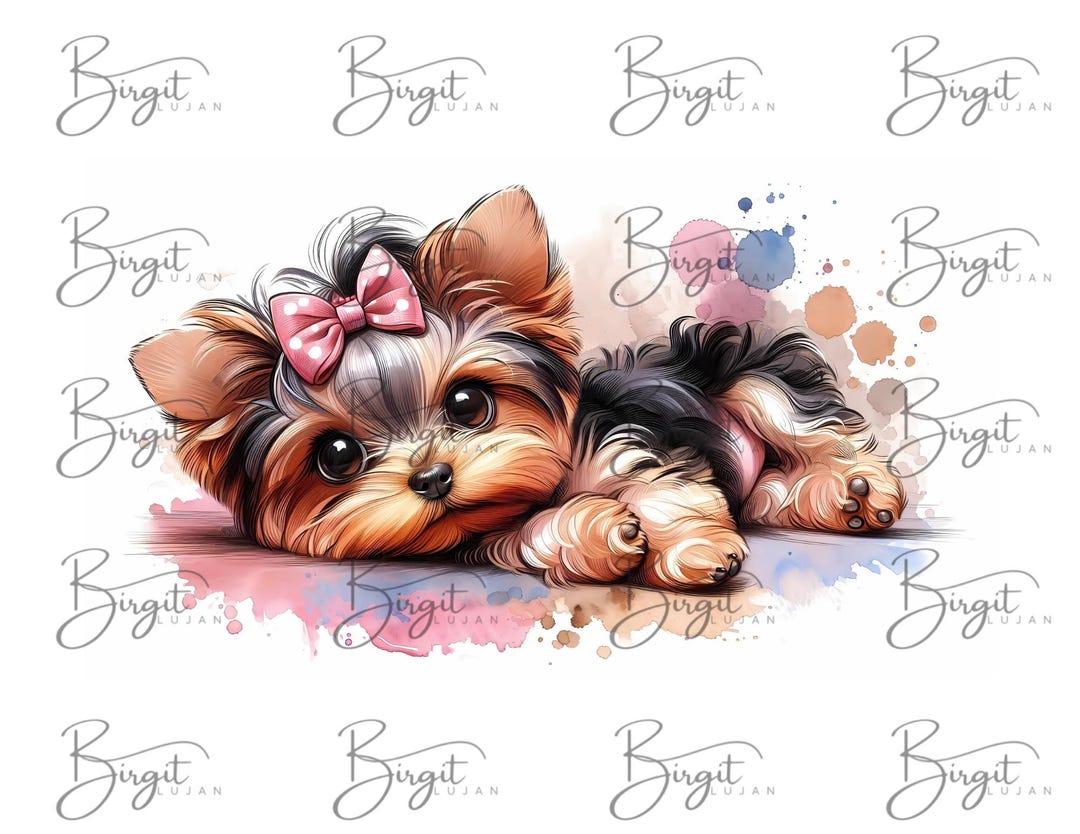 Watercolor Yorkie Puppy Art Print: Yorkshire Terrier Dog (digital ...