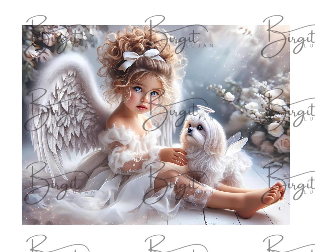 Angel Maltese Puppy Art: Girl and Dog Wall Art (digital Download) - Etsy