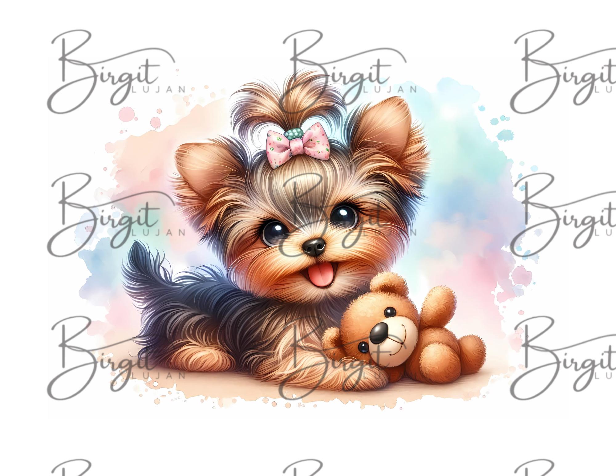 Cute Yorkie Digital Printable Download, PNG, Cute Little Yorkie Girl ...