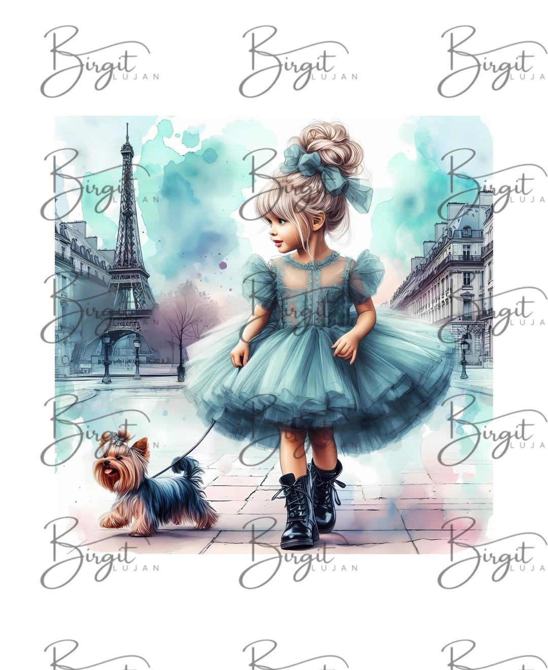 Beautiful Yorkie Wall Art, Yorkshire Terrier Art, Watercolor, Paris ...