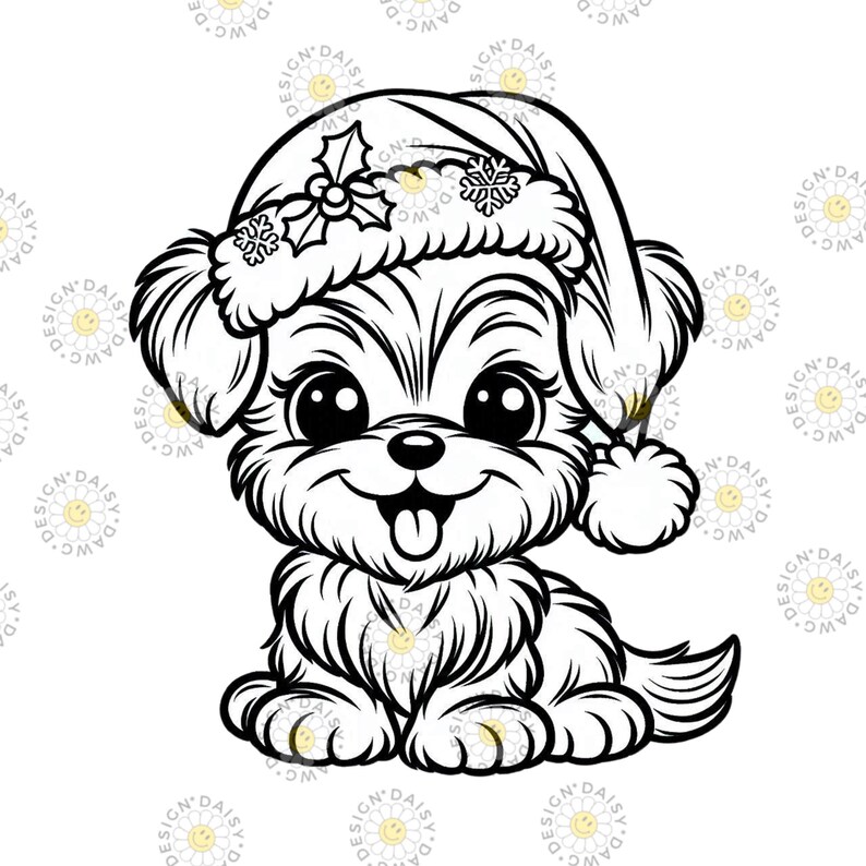 Santa Yorkie Clipart: Christmas Yorkshire Terrier Art (SVG, Digital ...