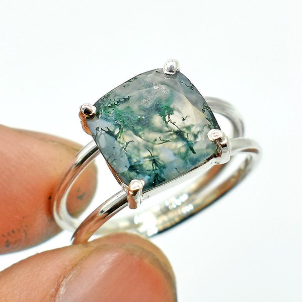 Moss Agate Ring - Etsy