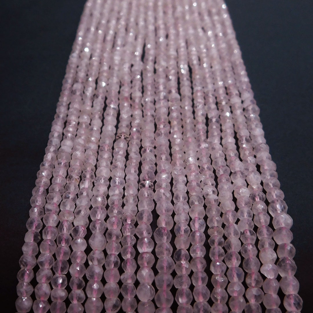 Natural Rose Quartz Beads, 4-4.5MM Faceted Rondelle Beads, Rose Quartz ...