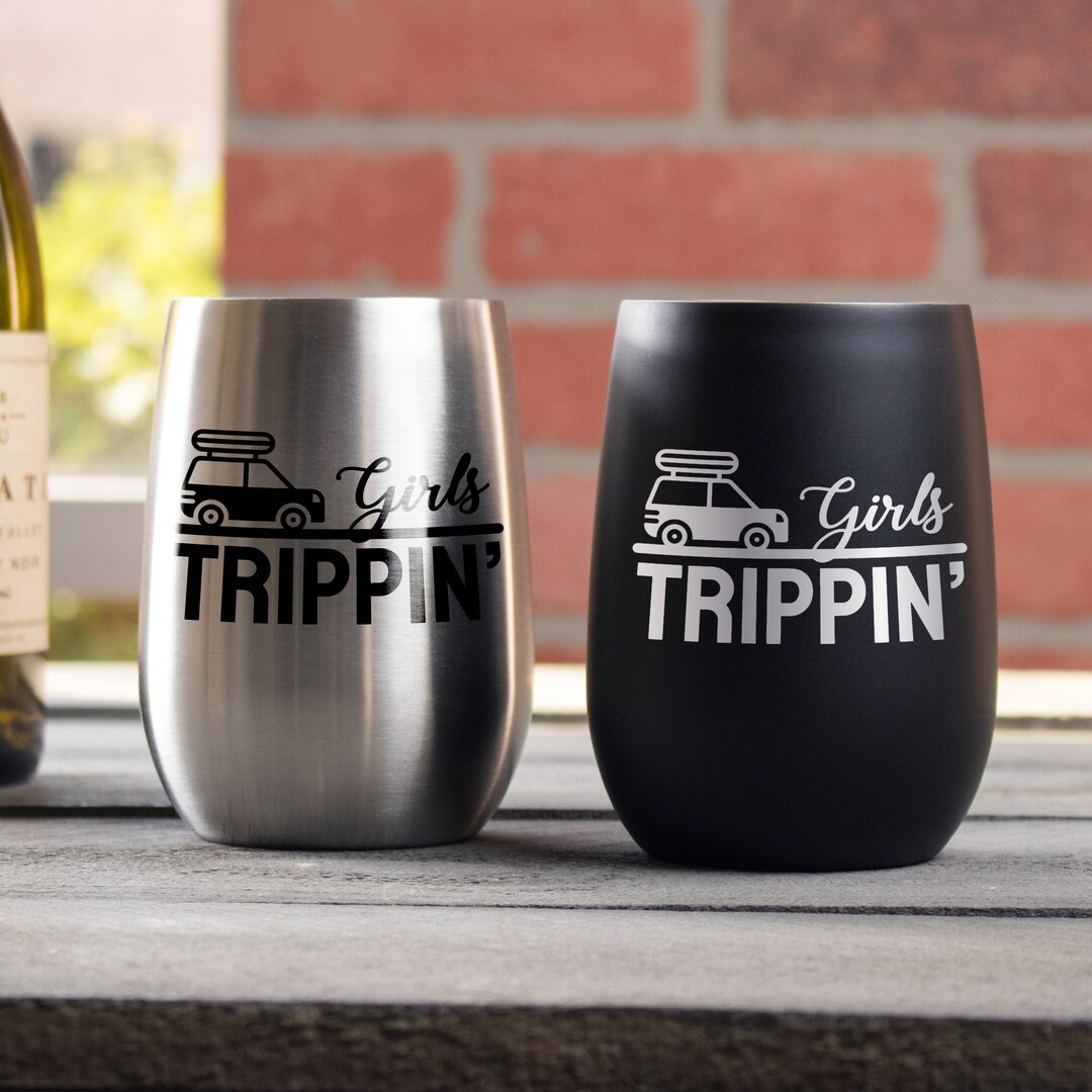 Girls Trip Wine Tumbler - Personalize It, Road Trip Keepsake for ...