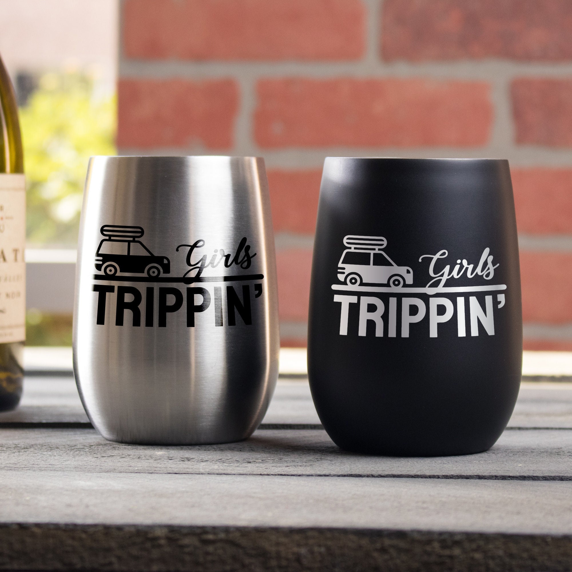 Girls Trip Wine Tumbler - Personalize It, Road Trip Keepsake for ...