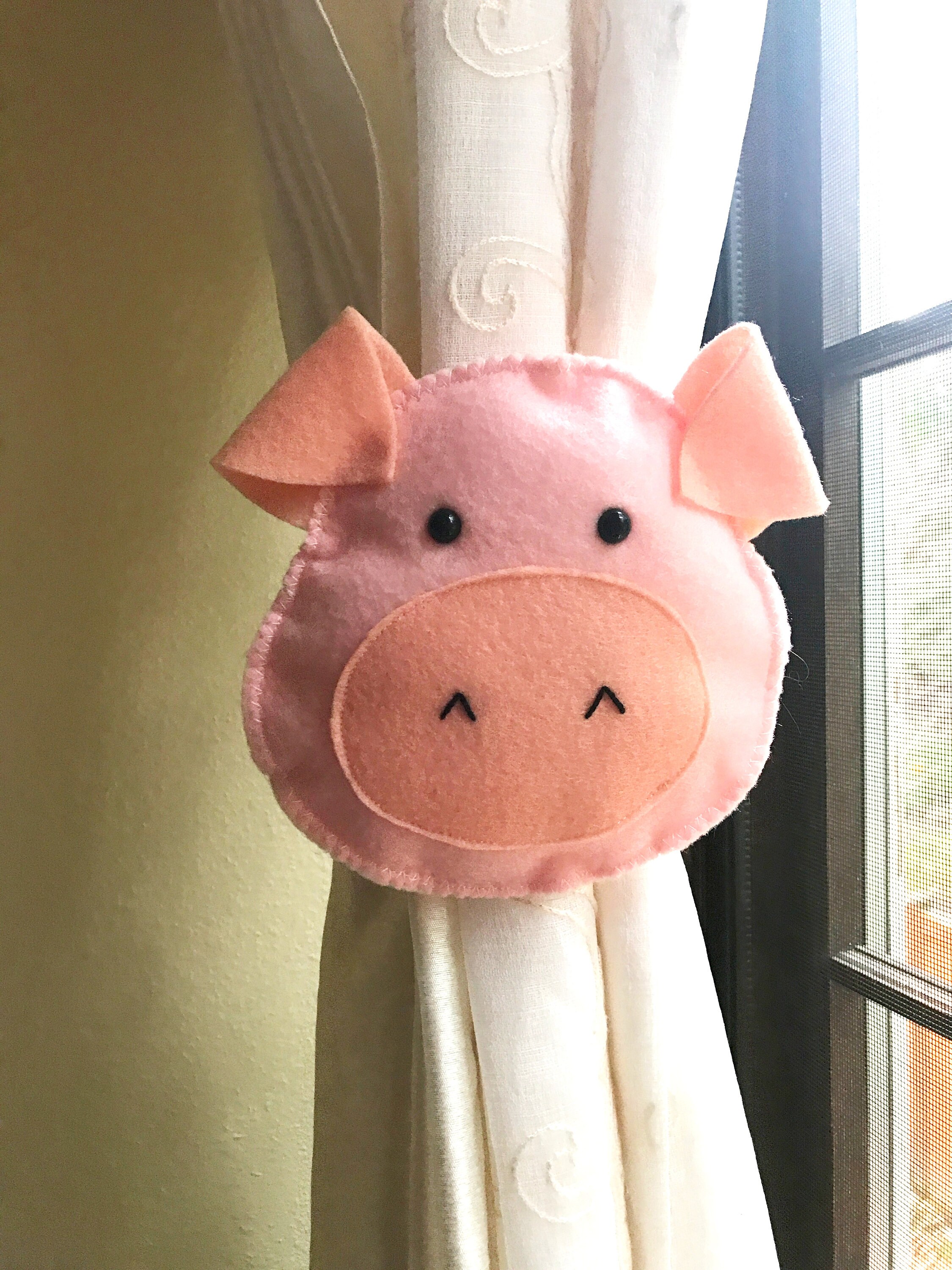 Liannas Pink and Peach Piggy Curtain Tieback 5x5 Inches Kids - Etsy