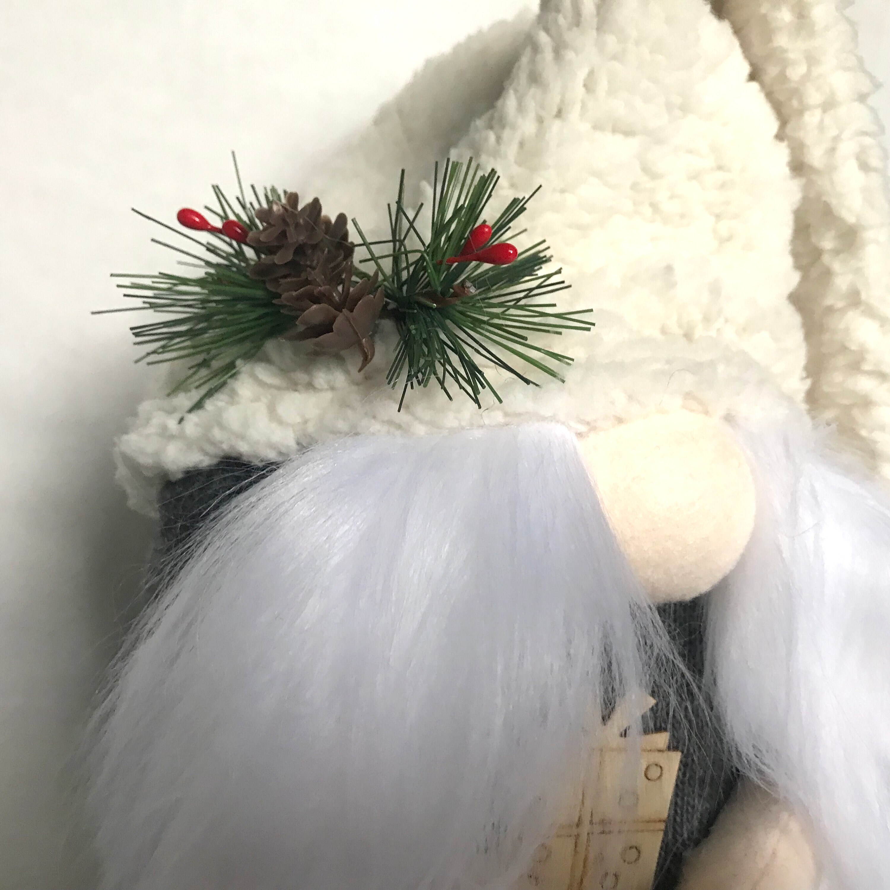 Handmade Cute Winter Gnome 9 Inch Tall Gray and Beige Color | Etsy