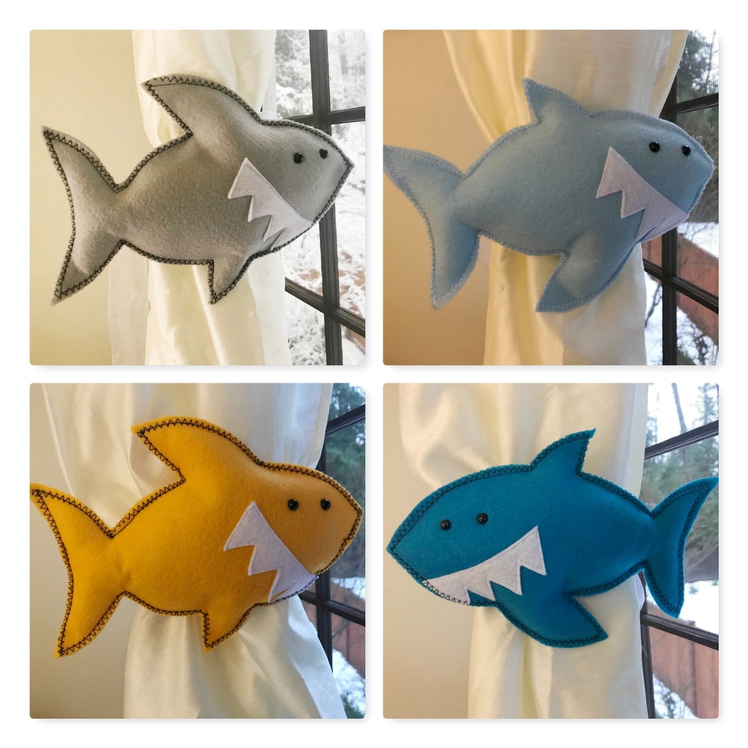 Shark Curtain Tieback,10x5 Inches, Choose Color, Kids Home Decoration ...