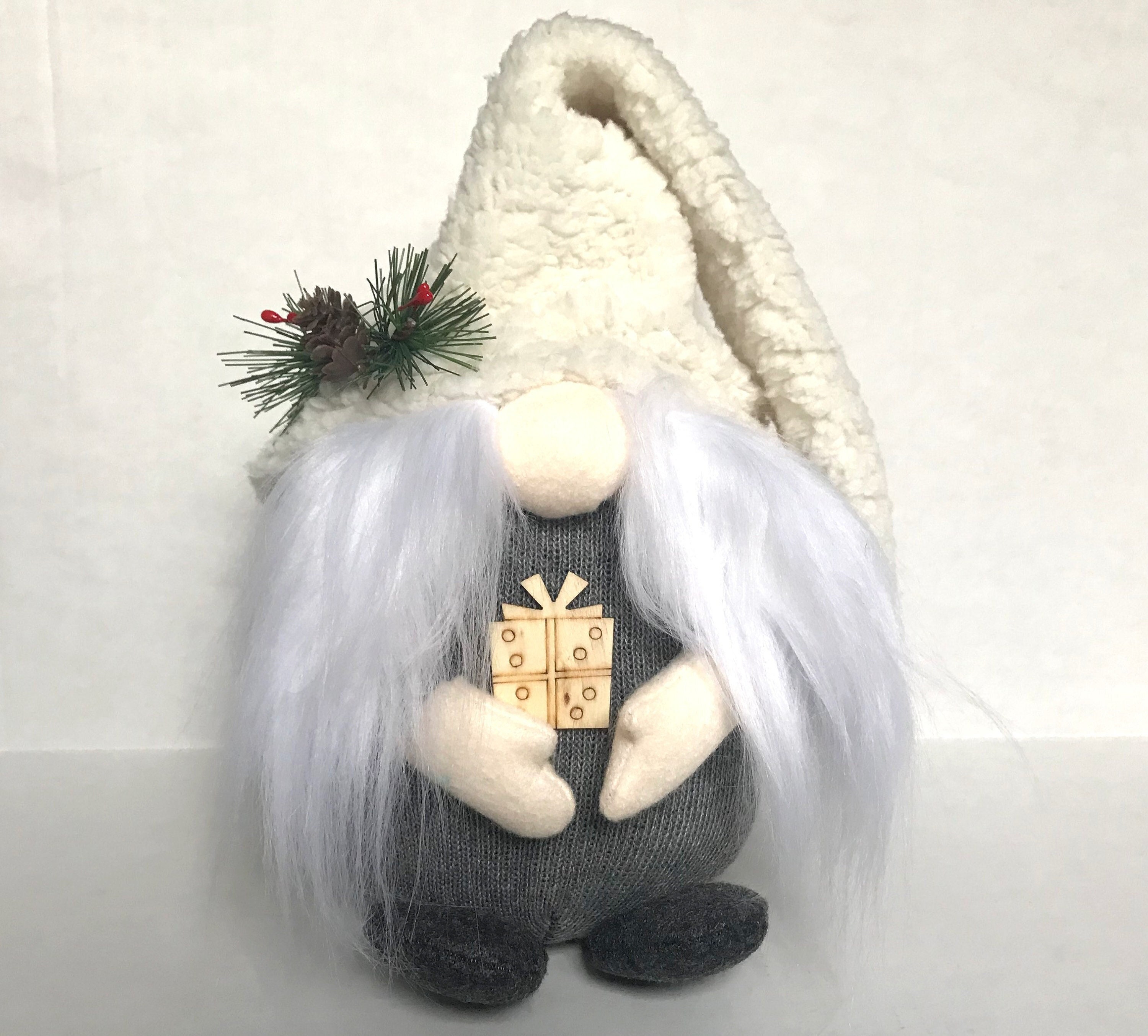 Handmade Cute Winter Gnome 9 Inch Tall Gray and Beige Color | Etsy