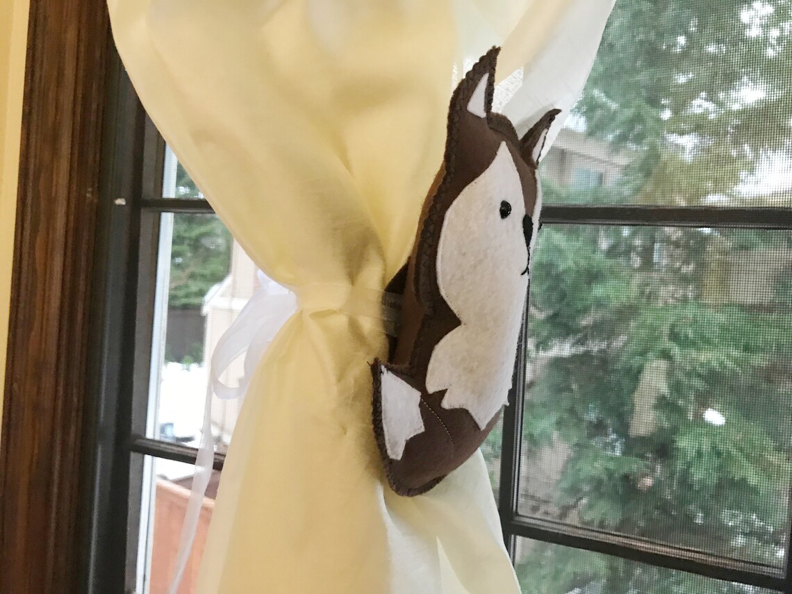 Liannas Baby Wolf Curtain Tieback 7x6 Inches Kids Room | Etsy