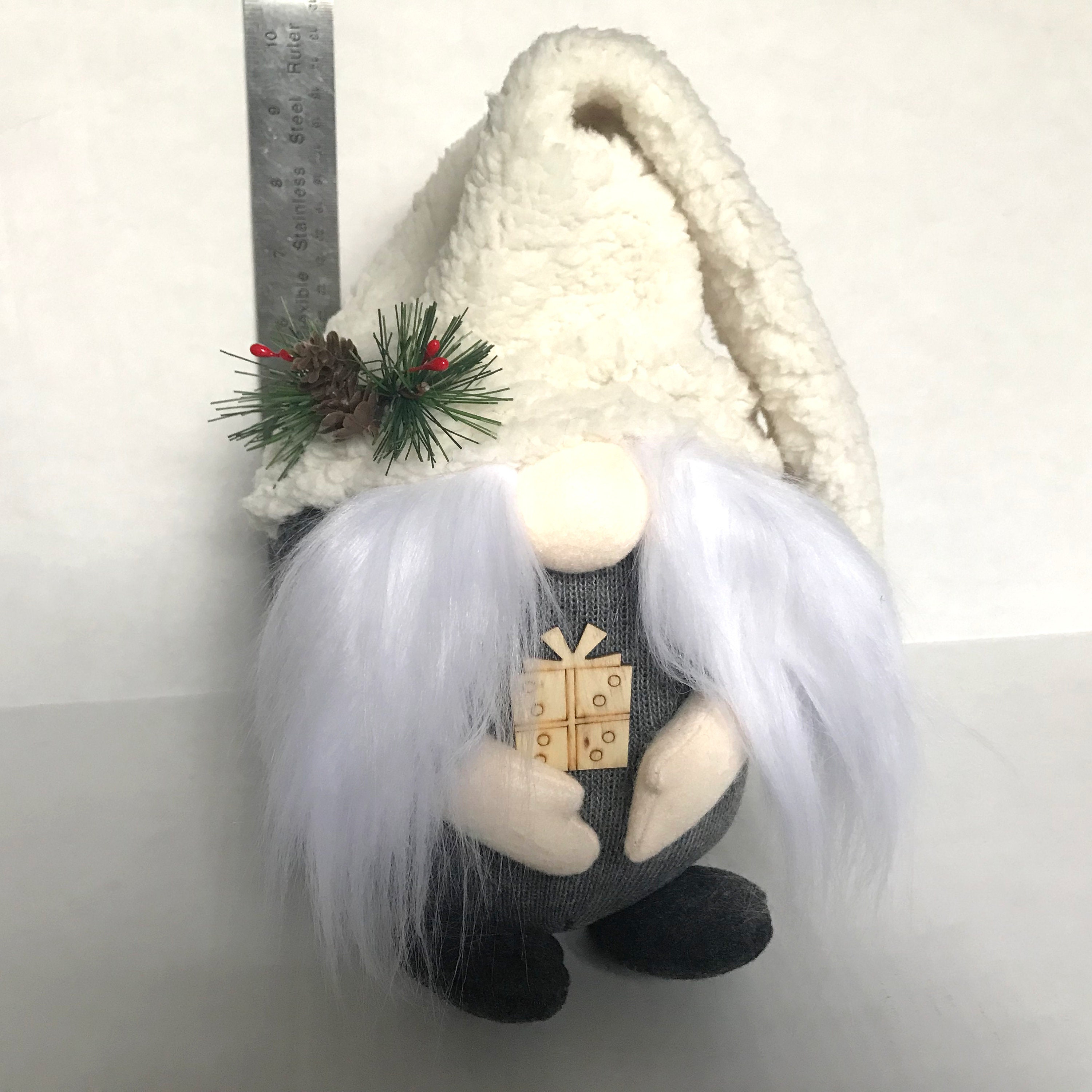 Handmade Cute Winter Gnome 9 Inch Tall Gray and Beige Color | Etsy