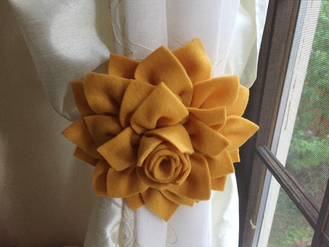 Liannas Mustard Flower Dahlia Curtain Tieback 7 Inches Kids - Etsy