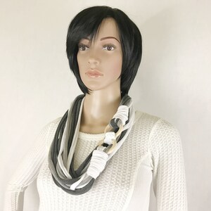Liannas Elegant Gray Charcoal White Scarf, Trendy Fashion Novelty ...