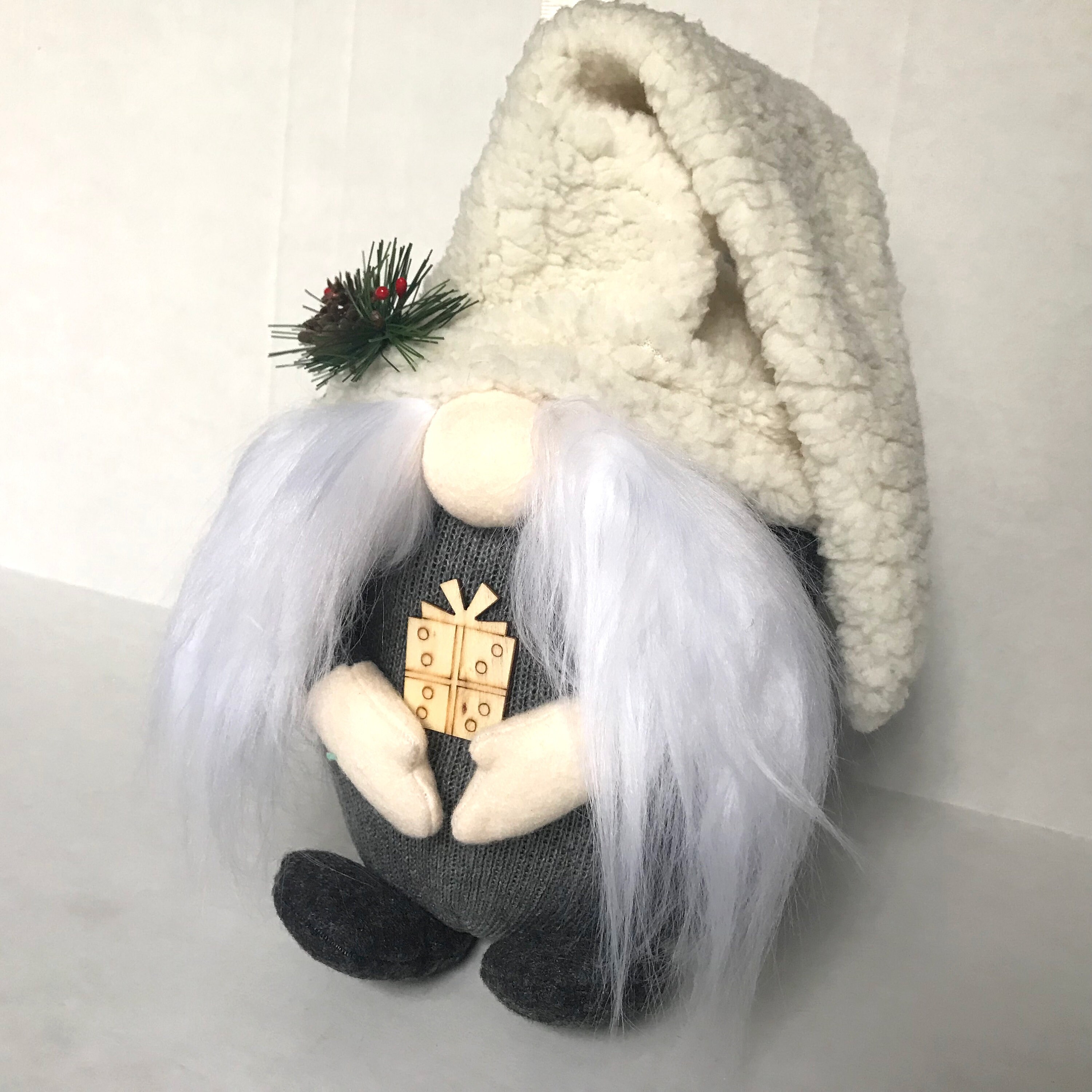 Handmade Cute Winter Gnome 9 Inch Tall Gray and Beige Color | Etsy