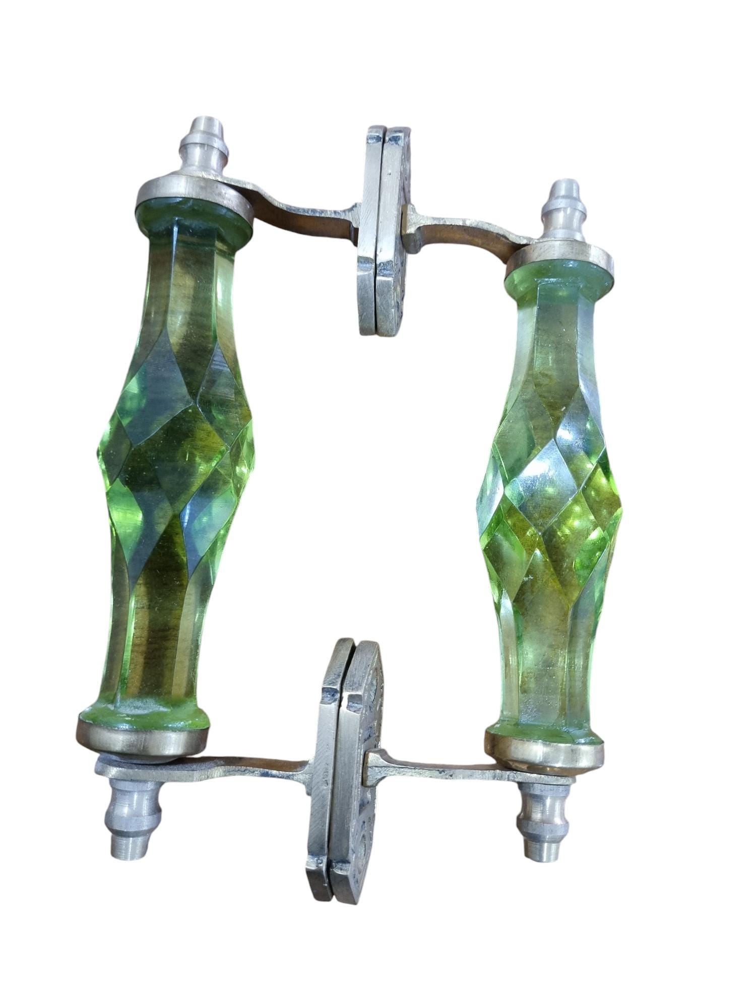 8 Inch Glass Crystal Drawer Pull, Brass Cabinet Handle, Antique Gold ...
