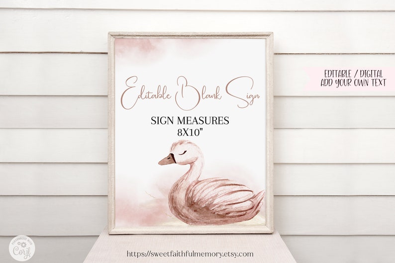 Swan Birthday Favor Tags Template Custom Swan Birthday Tags Printable ...