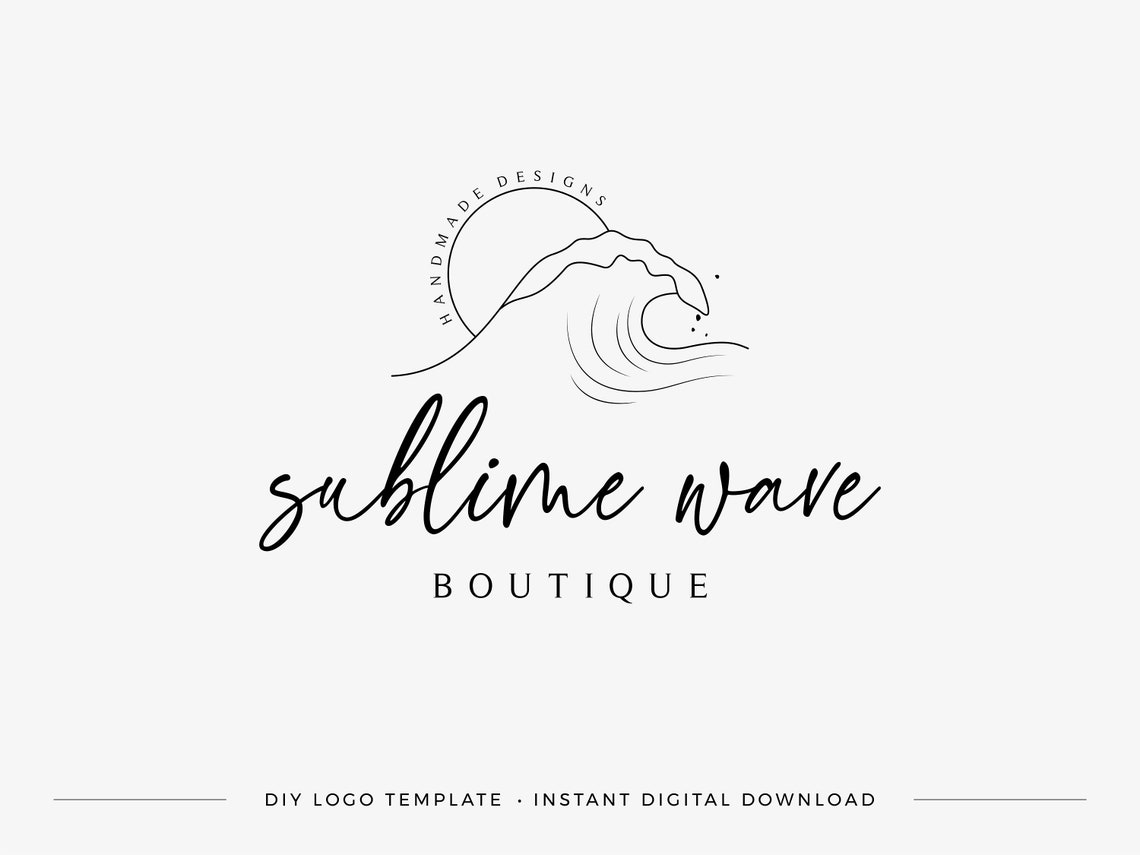 Wave Logo Design Boho Logo Wave Logo Photography Logo Yoga - Etsy