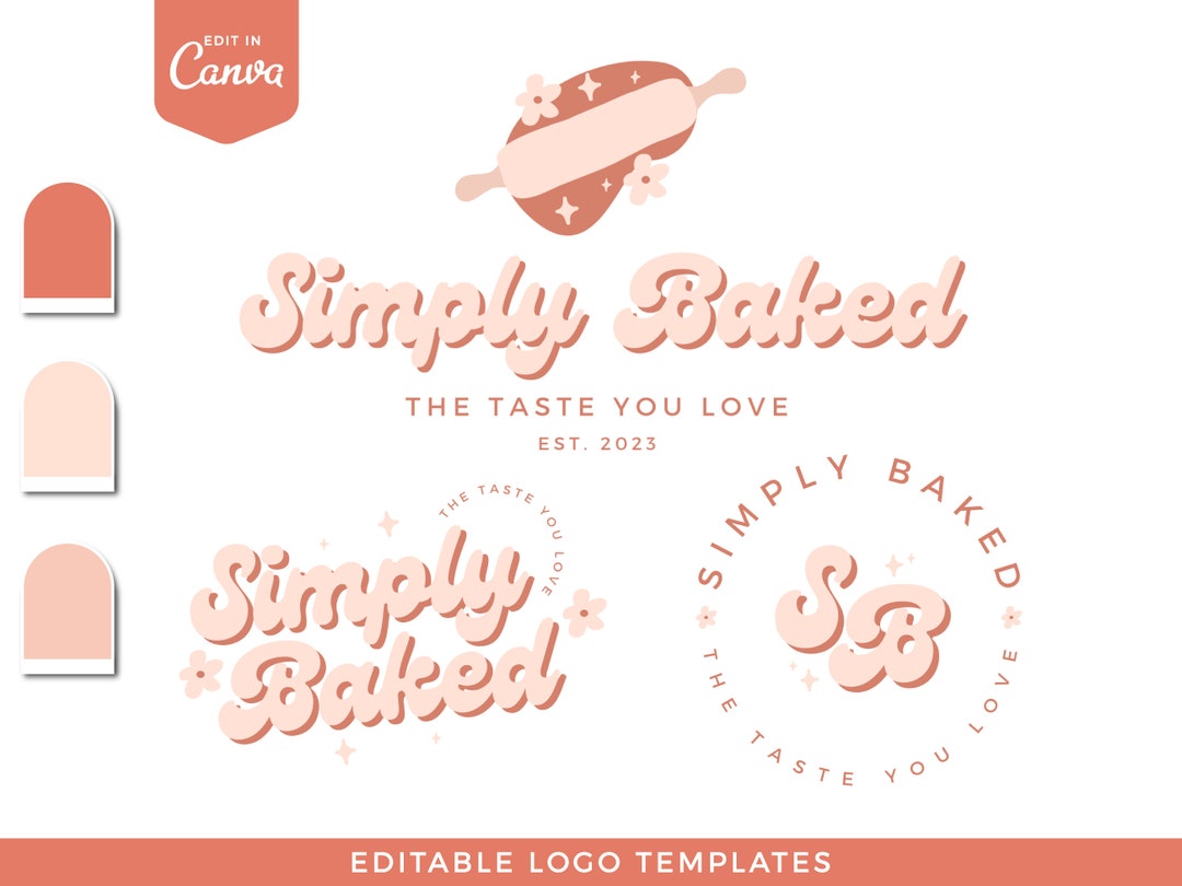 Bakery Logo, Editable Logo Design, DIY Canva Logo, Baker Logo, Logo ...