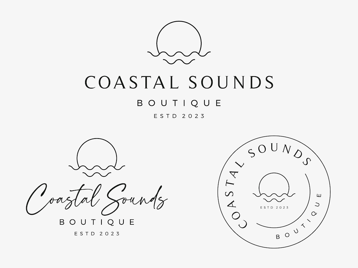 Coastal Logo Boho Logo Wave Logo Sun Logo Ocean Logo - Etsy