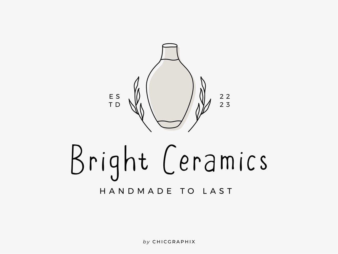 Pottery Logo Ceramic Logo Boho Logo Craft Logo Shop Logo - Etsy