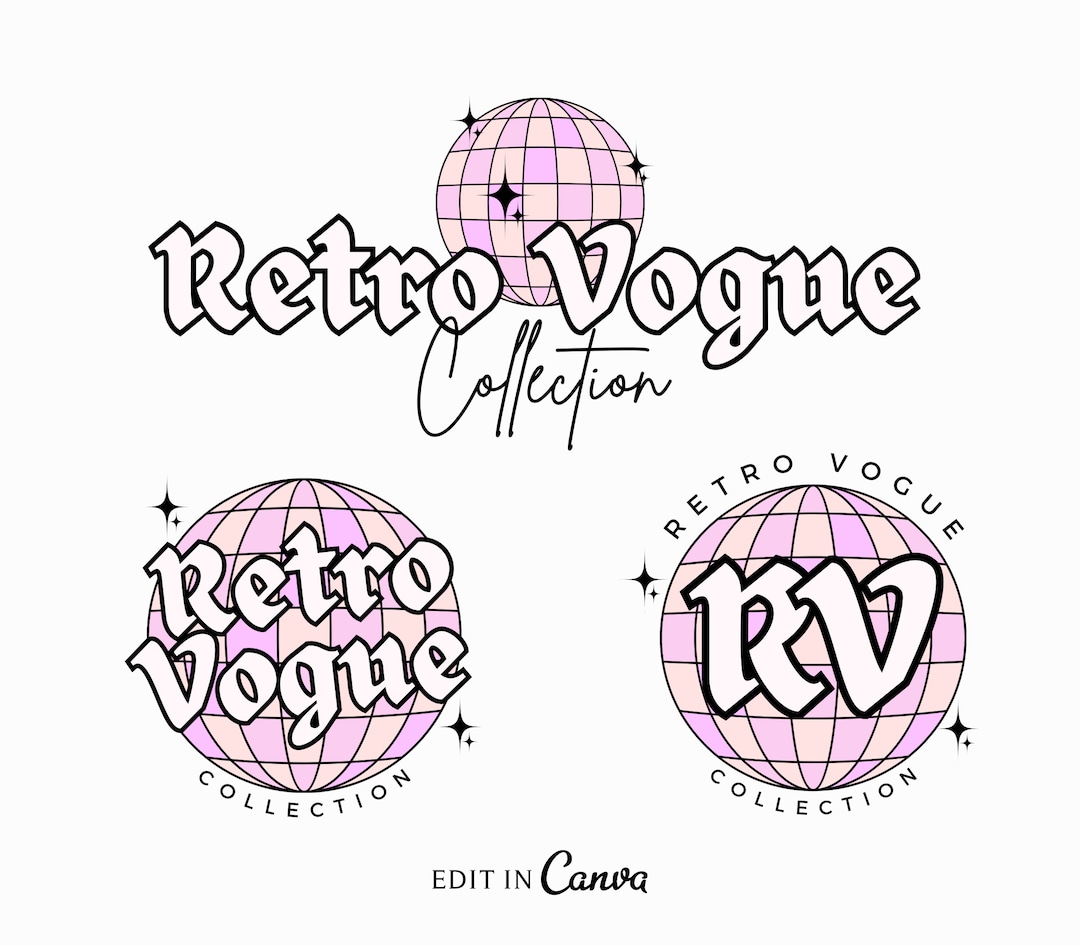 Retro Disco Ball Logo Editable Canva Logo Template Beauty Logo Hippie ...