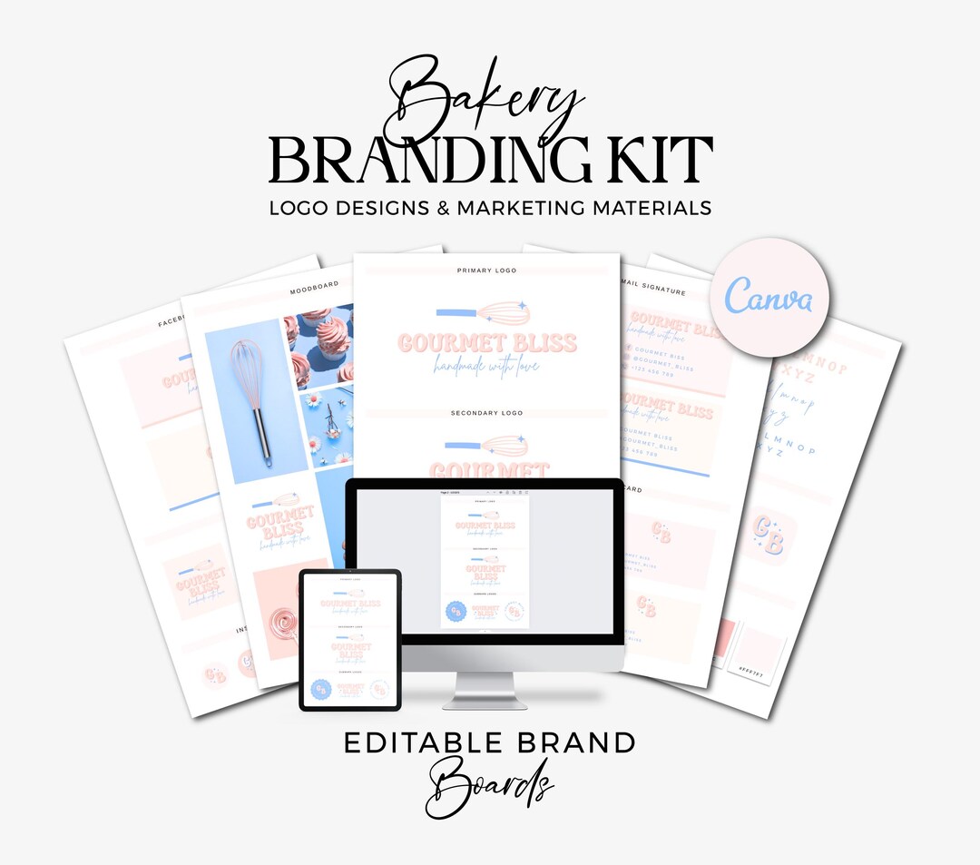 Bakery Branding Kit, DIY Logo Designs, Retro Logo, Branding Template ...