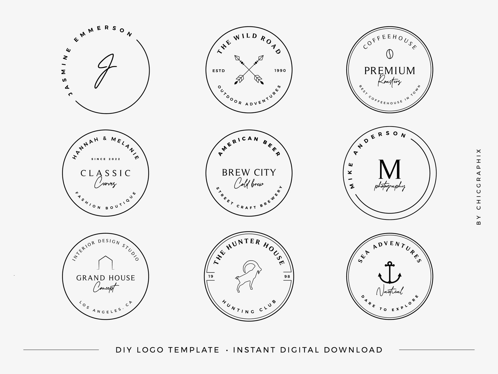 Round Stamp Logo Design DIY Logo Badge Logo Stamp Logo - Etsy